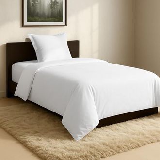 Pizuna Coton peign&eacute; Ensemble de Housses de Couette 140x200 cm 1 Personne Blanc, 100% Coton Longue Tige 400 Fils Armure Satin, Housse de Couette de Luxe avec 