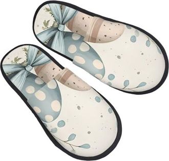 Generic Unisex Hiver Pantoufles OEufs de P&acirc;ques Feuilles Chausson Maison Confortable Chaussons Homme pour Maison Ext&eacute;rieur Adulte M