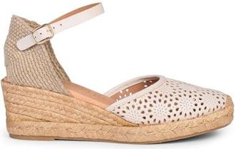 miMaO Espadrilles compens&eacute;es en Cuir ajour&eacute; Beige, EU 38