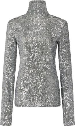 Paco Rabanne Femme, Tops, Gris, Taille: 40 FR Top &agrave; col roul&eacute; en sequins
