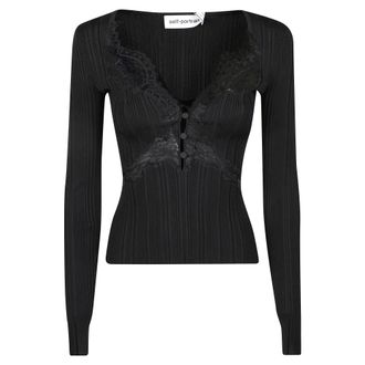Self Portrait Femme, Tops, Noir, Taille: 40 FR Haut c&ocirc;tel&eacute; &agrave; d&eacute;collet&eacute; profond