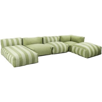 Oviala Salon de jardin modulable ray&eacute; 5 places vert cactus - Mixi
