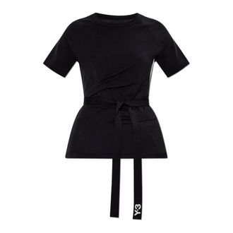 Yohji Yamamoto T-Shirt mit Kordelzug - - Tops - Damen - Schwarzk - XS