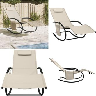 vidaXL Schaukelliege Creme Stahl und Textilene - Gartensaison - Liege - Sonnenschirm - Outdoor M&ouml;bel - Relaxgarten - Home & Living