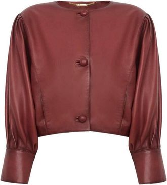 Chlo&eacute; Manteau En Cuir - Marron