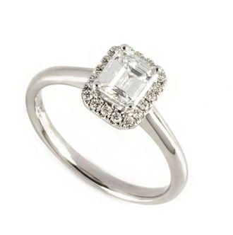 Bespoke White Gold Emerald Cut Diamond Ring 52