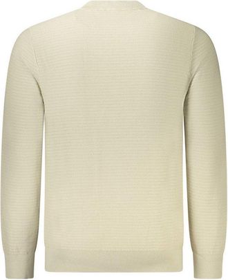 BOSS Strickpullover Eleganter Herren-Pullover Beige: Langarmshirt mit Rundhals und Logo