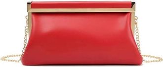 Girly HandBags Pochette de soir&eacute;e pliable pour femme avec cadre m&eacute;tallique, rouge cerise, W 27, H 15, D 4 cm (W 11, H 6, D 2 inches)