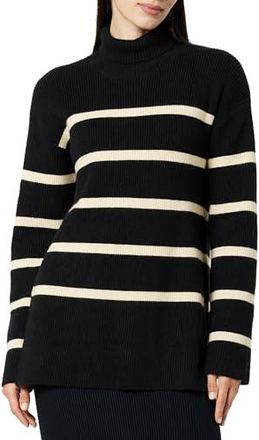 The Drop Pull pour Femme, à Col Roulé et Emmanchures Basses, Camilla, Noir/Crème Brûlée, XXL