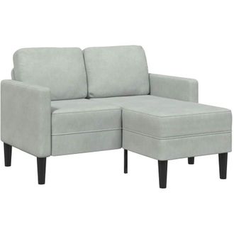 vidaXL 2-Sitzer-Sofa mit Chaiselongue L-Form Hellgrau 125 cm Samt vidaXL
