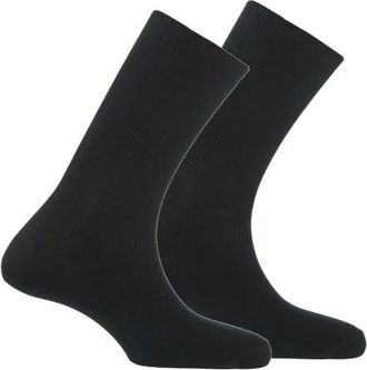 Kindy Lot de 2 paires de mi-chaussettes non-comprimantes en coton - couleur - Noir/Noir - Pointure - 43-46