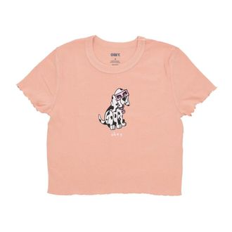 Obey Dalmation Eyes Cropped Tee Peach Sand - - Tops - Damen - Rosa - M