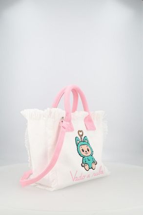 MC2 Saint Barth Girls Tote Bag Vado A Ruba Monster White Cotton Handbags Hand