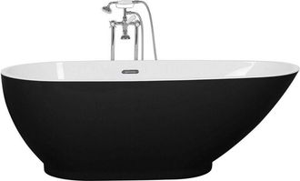 Beliani Beliani - Badewanne Wei&szlig;/Schwarz Acryl Freistehend Walnussform 173 x 82 cm Modern