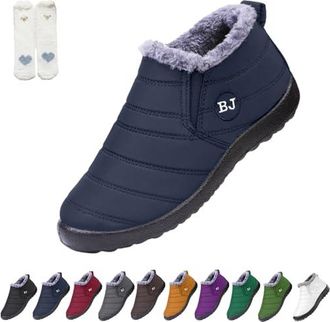 Generic Bottes de neige orthop&eacute;diques imperm&eacute;ables pour femme, confortables, antid&eacute;rapantes, chaudes, doublure en fourrure, chaussures chaudes &agrave; enfiler, bleu