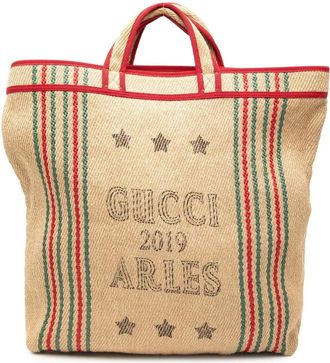 Gucci Shopper - Jute Arles Printed Tote - Gr. unisize - in Braun - f&uuml;r Damen