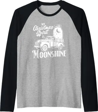 Giant Step Design Co. My Christmas Spirit is Moonshine Vintage Truck & Likörglas Raglan