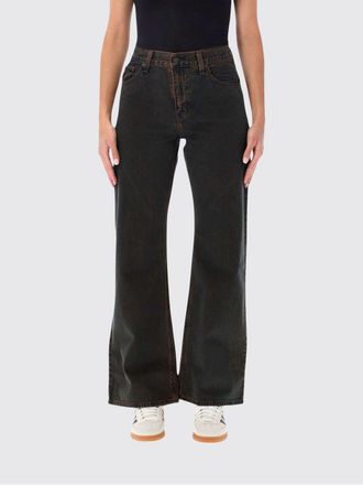 Levi's Jean &eacute;vas&eacute; &agrave; taille haute en denim de coton &agrave; effet us&eacute;