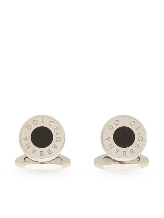 Dolce & Gabbana Manschettenkn&ouml;pfe mit Logo-Gravur - Silber