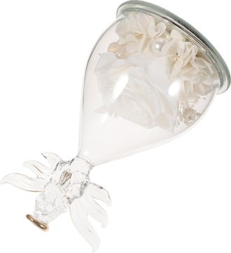 NUOBESTY Konservierte Blume mit Glaskuppel und Engelsfigur in Wei&szlig; Romantische Wohn und Schreibtischdekoration Valentinstagsgeschenk