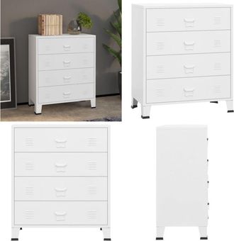 vidaXL Industrial Kommode mit Schubladen Weiß 78x40x93 cm Metall - Schubladenschrank - Industrie Schrank - Home & Living - Weiß