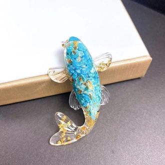 Generic Charmant poisson koi artificiel pour d&eacute;coration de voiture et de bureau, fabriqu&eacute; &agrave; partir de cristal naturel pour un style sophistiqu&eacute; (15)