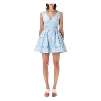 Self Portrait Besticktes Baumwoll-Minikleid - - Dresses - Damen - Blau - 2XS