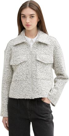 Tom Tailor Damen 1043674 Boucle Jackemit Kragen, 35878-White Black, M