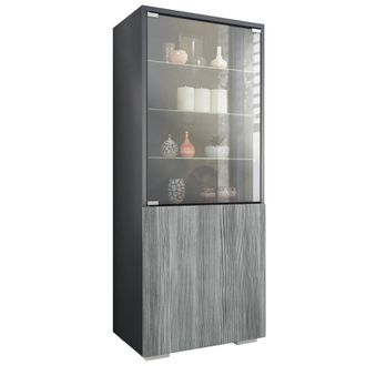 Vladon Vitrine Granada, Made in Germany, Vitrinenschrank mit Glast&uuml;r und Glaseinsatz, Anthrazit matt/Avola-Anthrazit (50 x 122,5 x 34,5 cm)