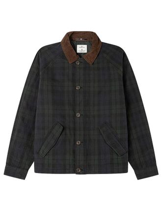 Springfield Herren Checks Barbour Sportjacke, gr&uuml;n, Large