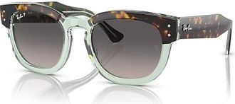 Ray-Ban Mega Hawkeye Sonnenbrillen Havana Auf Gr&uuml;n Transparent Fassung Grau Glas Polarisiert 53-21