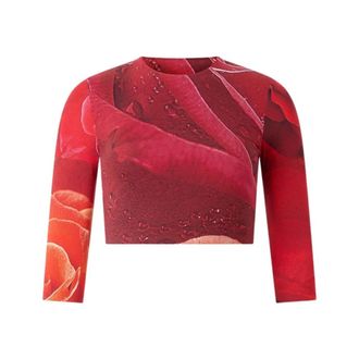 Roberto Cavalli Maxi Rosen Print Crop Top - - Tops - Damen - Rot - L