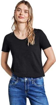 Street One T-Shirt Basique de Couleur Unie, Noir, 38