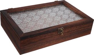 Valiclud Holz-aufbewahrungsbox Mit Glasdeckel Und Blumenmuster Vielseitiger Organizer Für Teeblätter Kosmetika Und Kleinigkeiten Zur Ordnungserhaltung