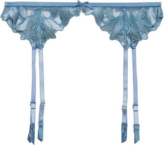 Fleur du Mal jarretière à motif floral brodé - Bleu
