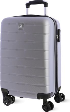 Amichi Reisekoffer, Kabinenkoffer, Reisekoffer, geeignet f&uuml;r Ryannair, Trolley, Gep&auml;ck, Flugzeug, robust, mit 4 360&deg;-R&auml;dern und Vorh&auml;ngeschloss, Silber, 55x4
