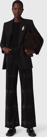 Maje Jean Large Strass&eacute; - Noir - 34 - Maje