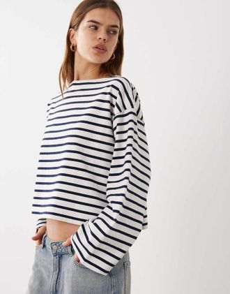 Polo Ralph Lauren Pull court &agrave; manches longues style marini&egrave;re - Bleu marine