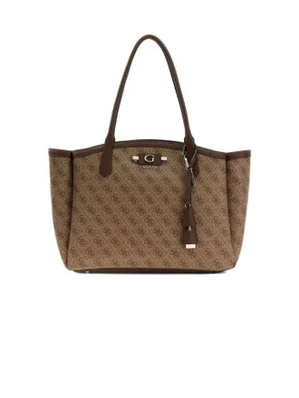 Guess Womens Tote Bag Latte Logo Polyurethane - Tote-Bags