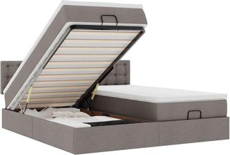 vidaXL Ottoman-Bett mit Matratzen Taupe 160x200 cm Stoff vidaXL