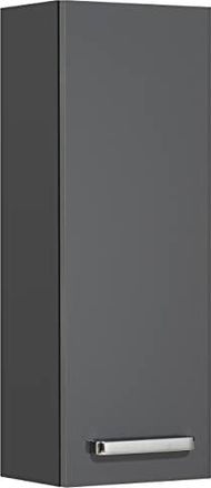 PELIPAL Badezimmer Hängeschrank Quickset 311 in Anthrazit Glanz, 25 cm breit | Bad Wandschrank mit 1 Tür und 2 Einlegeböden