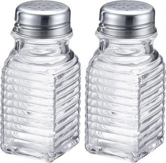 Westmark Universalstreuer, 2tlg., Universelle Lochung im Deckel, Fassungsvermögen: je 75 ml, Rostfreier Edelstahl/Glas, Porto, Transparent/Silber, 63172270