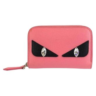 Fendi Porte-monnaie et cartes Monster en cuir Pre-owned - Femme - Pre-owned - Rose - Taille: ONE Size