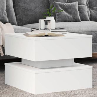vidaXL Vidaxl - Table basse fixe avec lumi&egrave;res LED - Dimensions 50x50x40 cm - Mat&eacute;riau bois ding&eacute;nierie - Charge max 60 kg - Assemblage requis