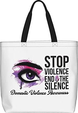 Generic Sac De Courses Mettre Fin &Agrave; La Violence Domestique Sac &Agrave; Bandouli&egrave;re En Toile R&eacute;utilisable De Grande Capacit&eacute; Sacs En Toile &Eacute;paule, Pour &Eacute;cole, Burea,