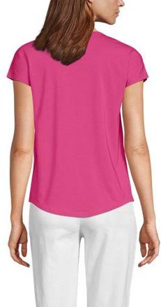 Lands End Shirt aus Baumwolle/Modal-Mix mit Ballett-Ausschnitt, Damen, Größe:48-50 regular, Pink, Baumwolle Modal, by Lands End