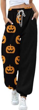 Generic Pantalon de jogging pour femme - Imprimé fantôme dHalloween - Taille haute - Cordon de serrage - Motif citrouille et fantôme - Pantalon de jogging déc