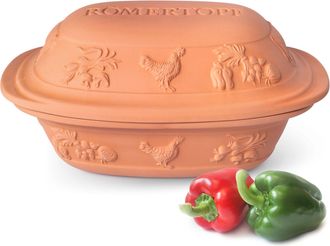 R&ouml;mertopf R&ouml;mertopf Br&auml;ter RUSTICO f&uuml;r 6 Person - 5 Liter Schmortopf mit Deckel aus Keramik - Zum Schmoren, Braten und Dampfgaren - Backofengeeignet