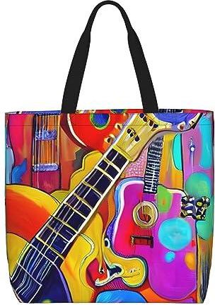 Generic Guitares Acoustiques Et Color&eacute;es Sac Fourre-Tout L&eacute;ger Sacs De Courses Imperm&eacute;able Sac A Main Femmes Pour Plage Quotidienne Voyage