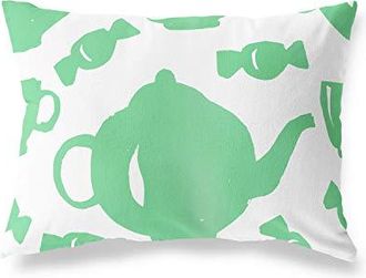 Bonamaison Le Jardin du Lin Kissenbezug Zierkissenbezug Petrol Grün-Weiß Kissenbezug, Für Bett, Auto, Sofa, Haus, Wohnzimmer, Schlafzimmer, Dekoration, 45x60 Cm 